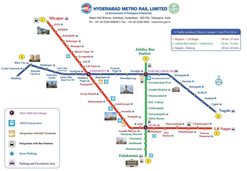 Hyderabad Metro Red Line Route Map, Timing, Nearby Attractions