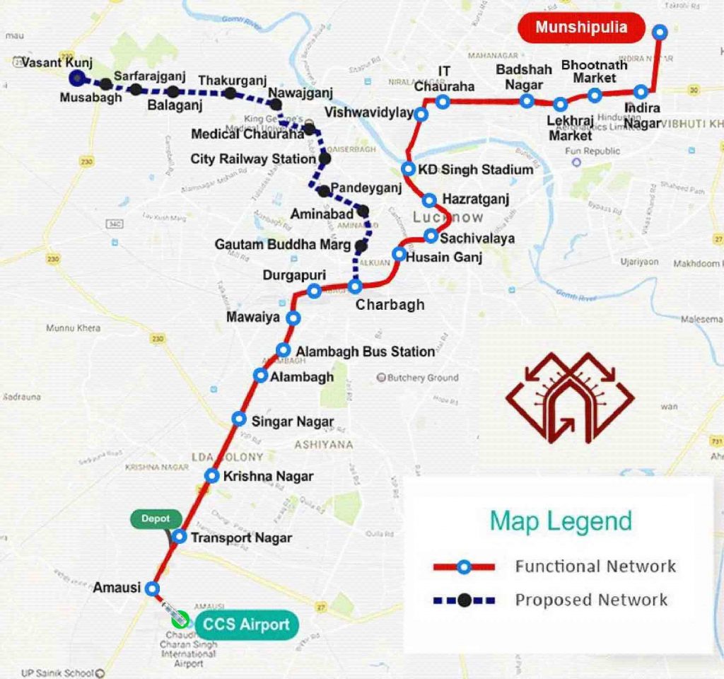 Lucknow Metro Route Map, Timings, Lines, Facts & Station
