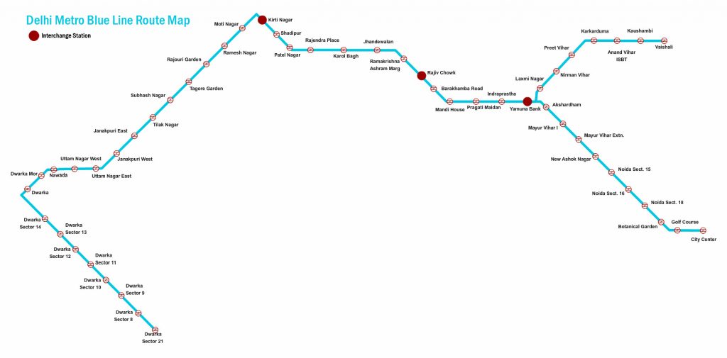 Delhi Metro Blue Line Map, Station, Timing, Nearby Attraction