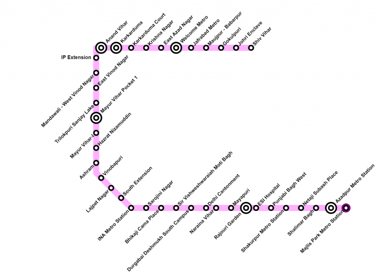 Delhi Metro Pink Line Route Map, Stations, Timings, Nearby Attractions
